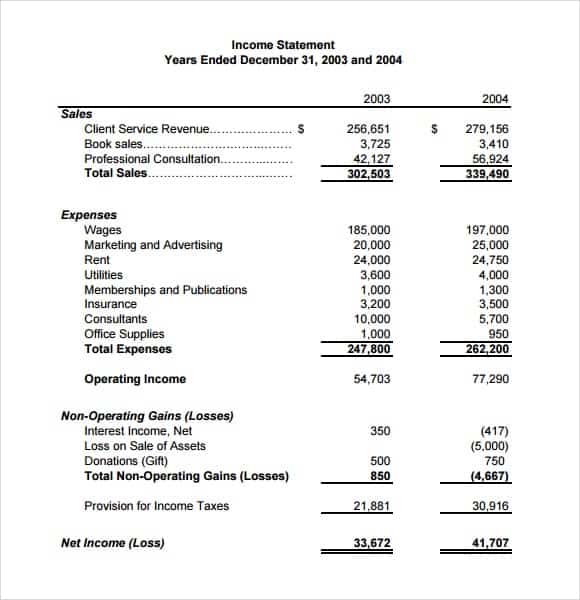 6 Free Income Statement Templates - Word Excel Sheet PDF 6 Free Income Statement Templates - Word Excel Sheet PDF